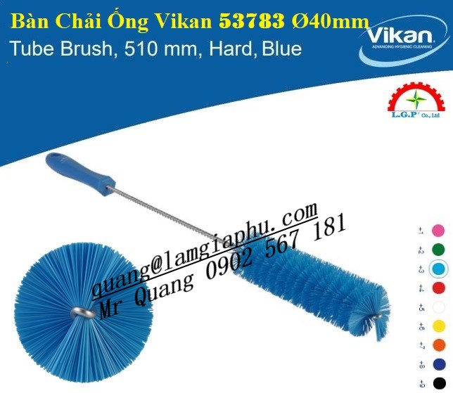 Cọ Cầm Tay Rửa Ống Vikan 53783 Lôg Cứng, 510mm, Ø40mm, Xanh lam