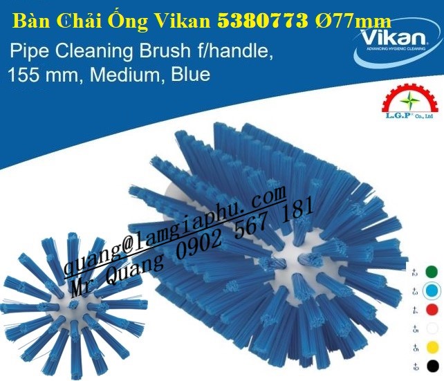 Bàn Chải Rửa Ống Vikan 5380773 Lông TrB, 155mm, Ø77mm, Xanh lam